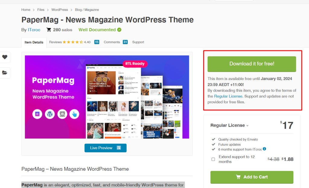 Free Download PaperMag - News Magazine WordPress Theme